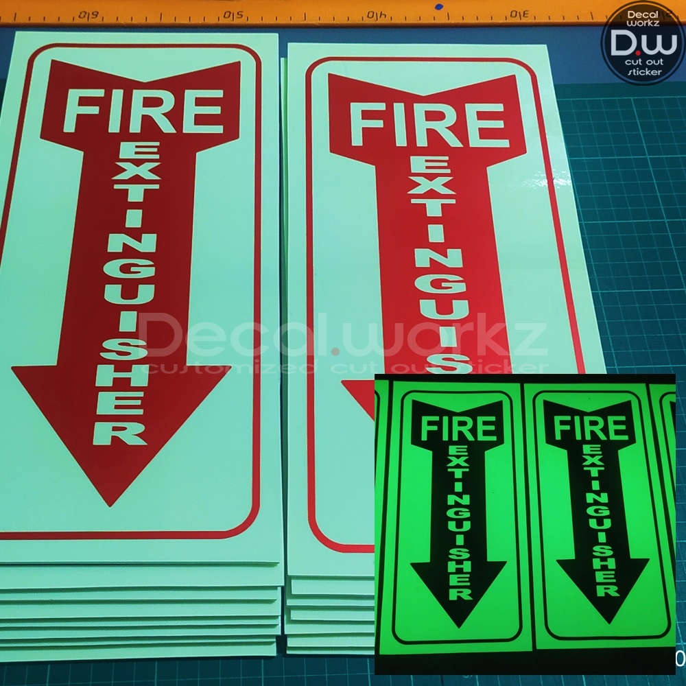 Fire Extinguisher Sign Glow in the Dark Background Cut Out Red/Green ...