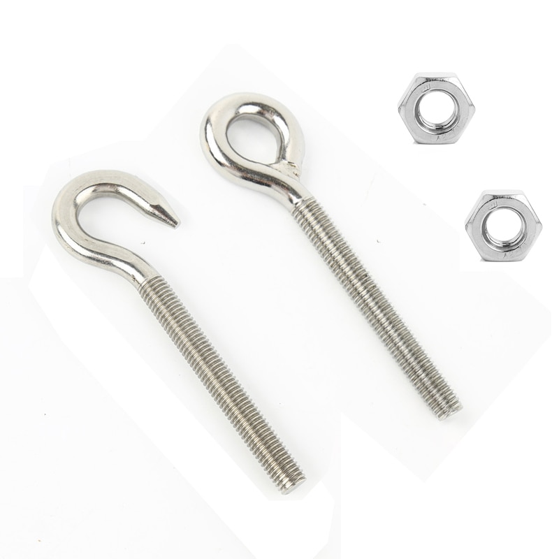 2pcs M4 M5 M6 M8 304 Stainless Steel Sheep Eye screw Bolt Ring Hook with 2pieces nuts | Shopee ...