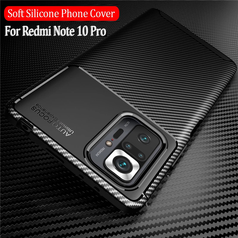 Xiaomi Redmi Note 10 Pro Note10 10pro Phone Case Carbon Fiber TPU Shockproof Silicone Casing ...