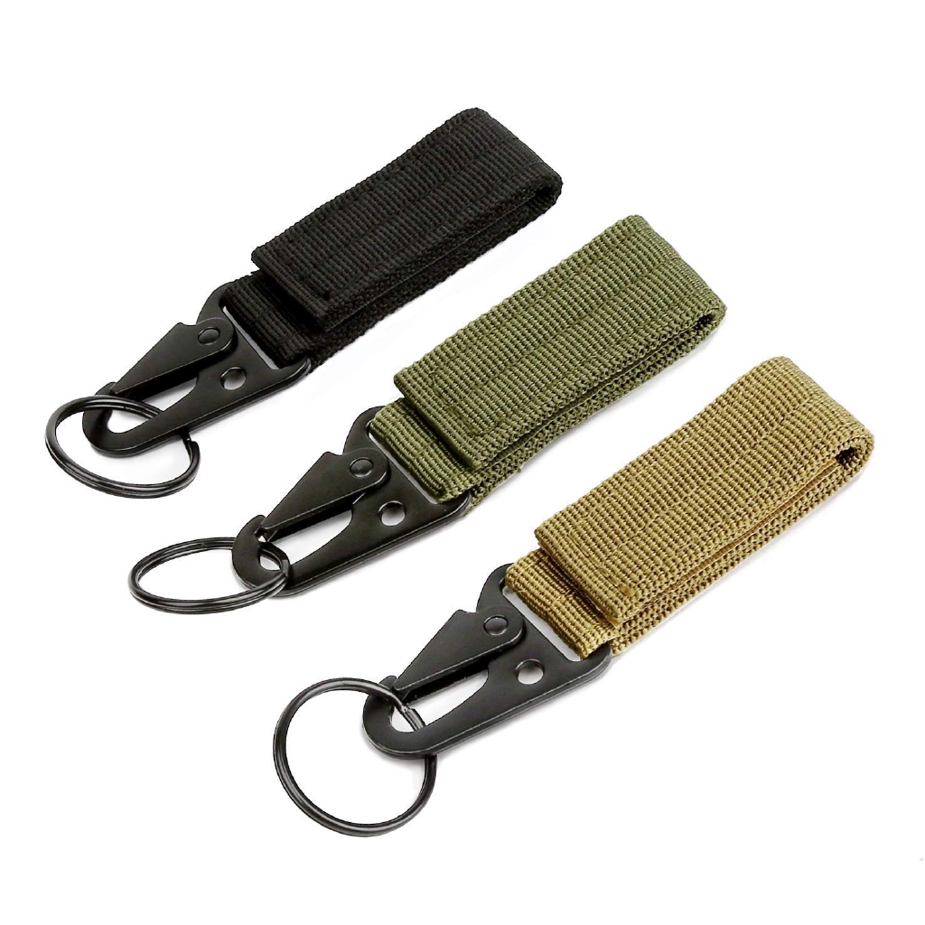 QueenDream Webbing Belt Tactical Webbing Keychain l Attachment Khaki ...