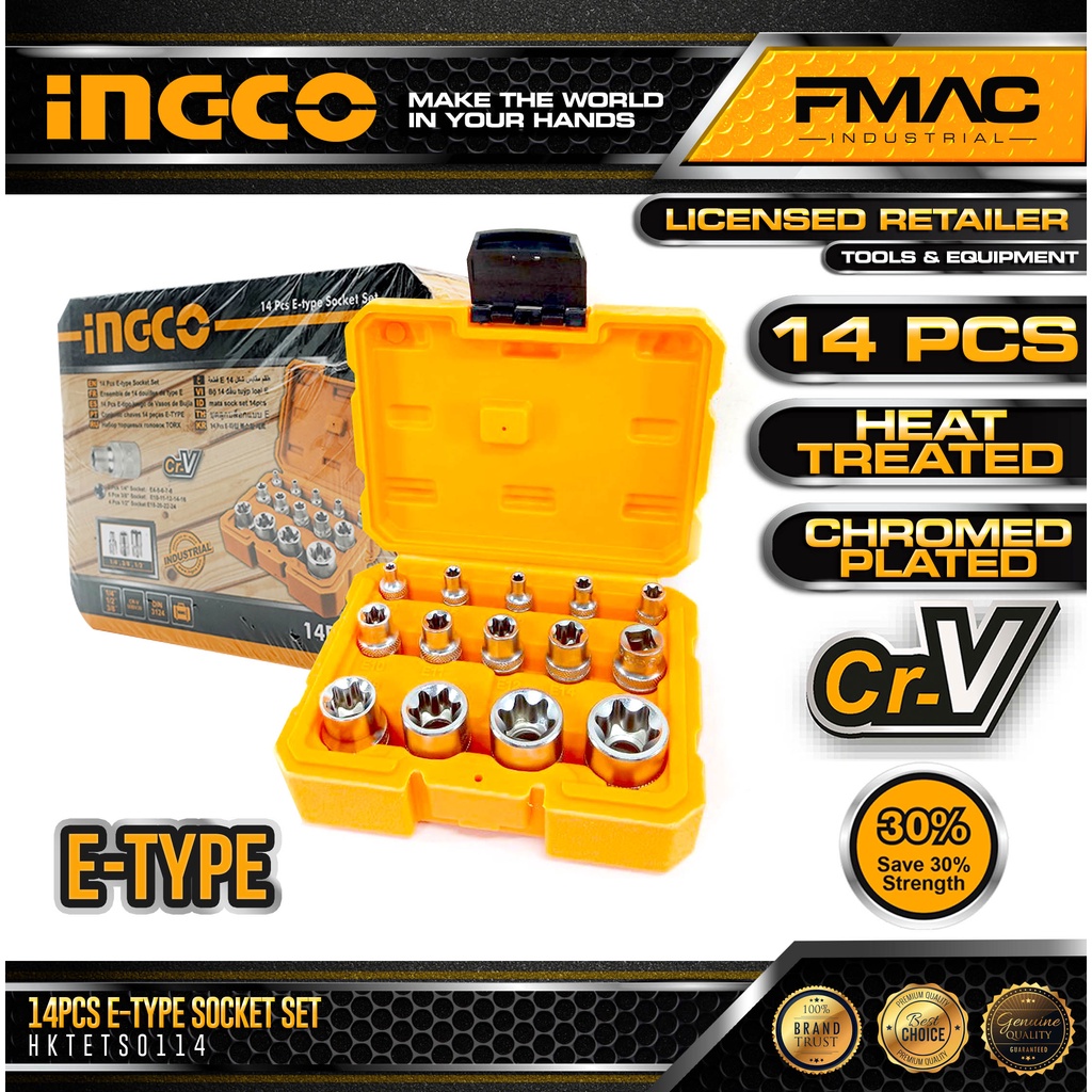 INGCO 14pcs E-Type Socket Set HKTETS0114 FMAC⭐⭐⭐⭐⭐ | Shopee Philippines