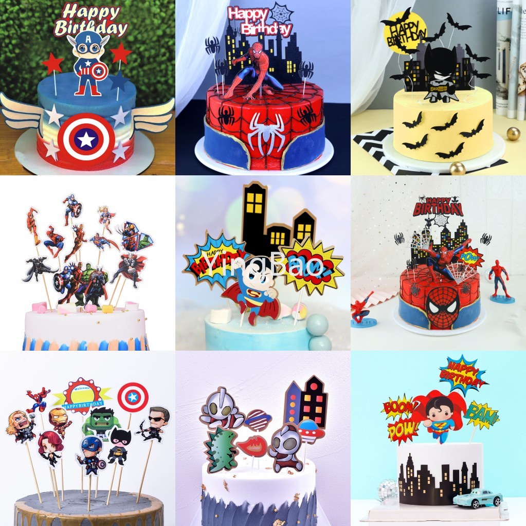 the Avengers Theme Super Hero Spiderman Bat Captain America Cake ...