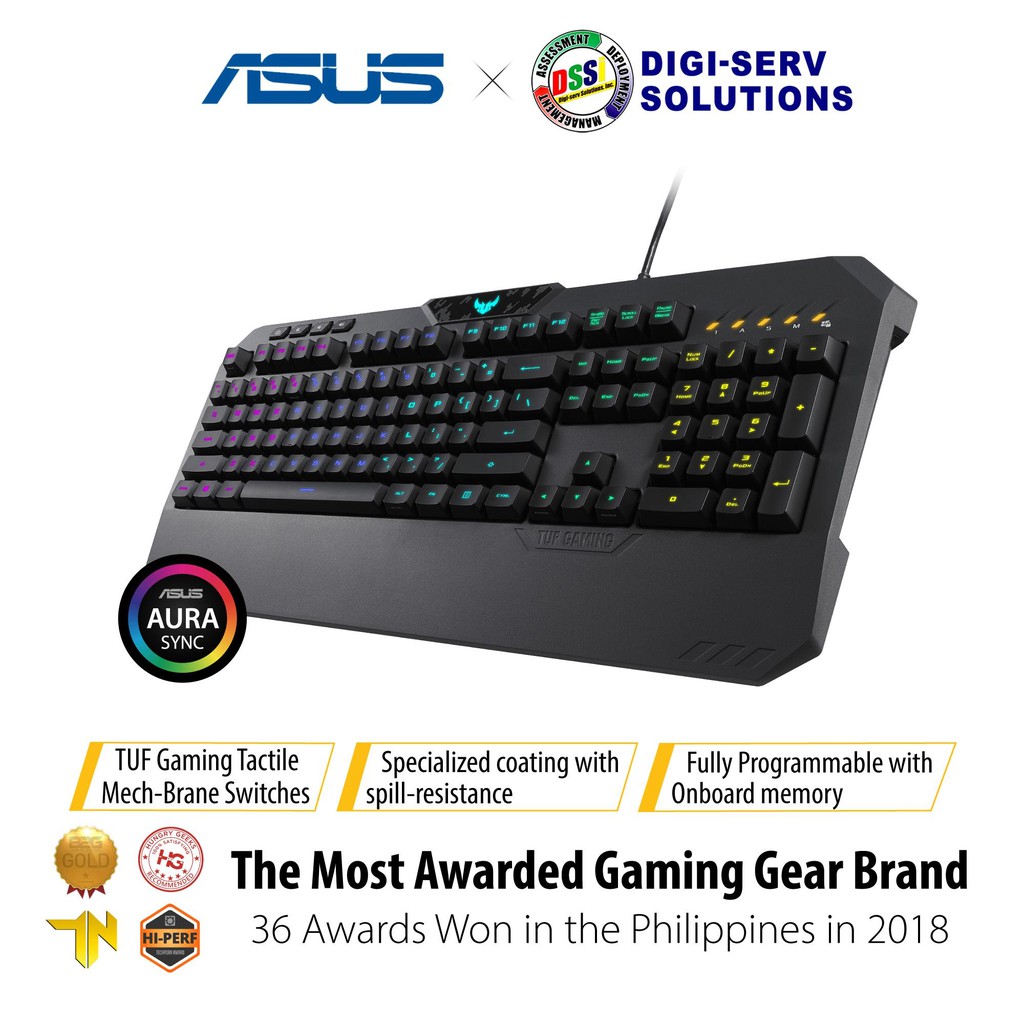 ASUS TUF K5 RGB Gaming Keyboard with Tactile Mech-Brane Key Switches ...