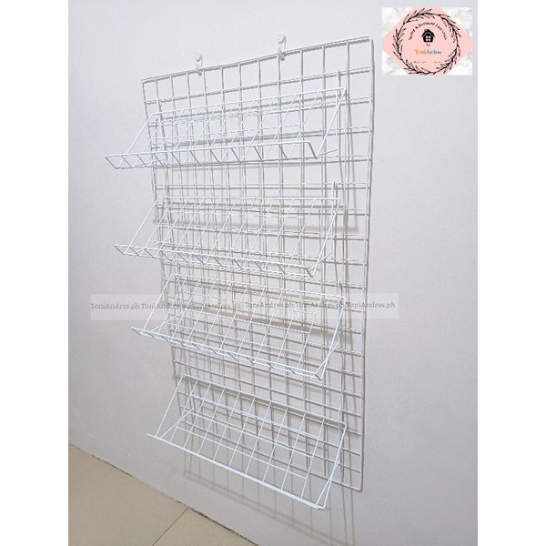 (SHORT) Hanging Wire Shoe Rack Book Shelf Basket Organizer | Shopee ...