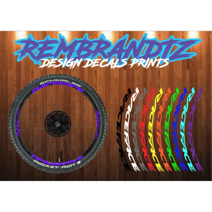 MTB rim decals set - Raceface ARC30 - cut-out/stencil cut - 16pcs set ...