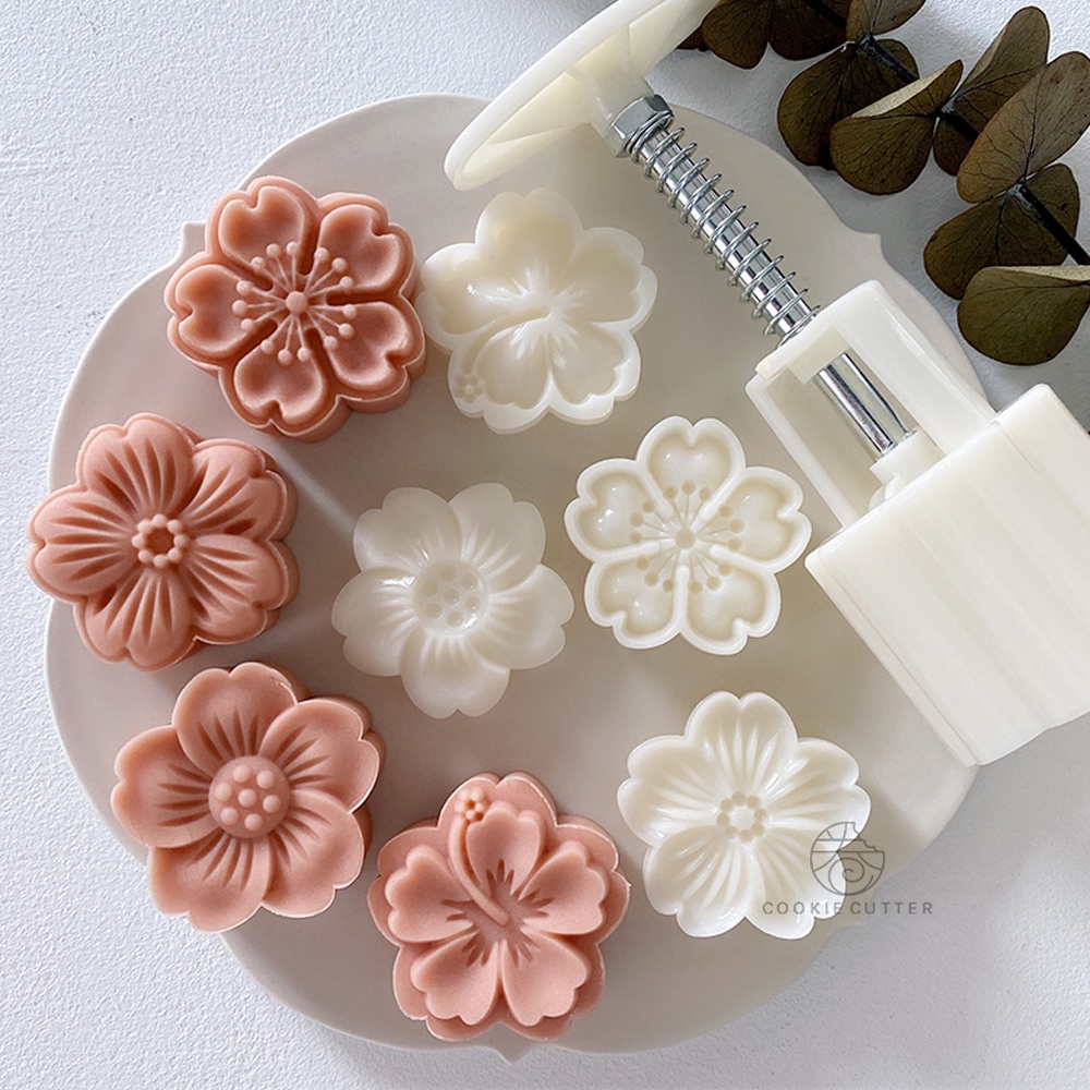 4Pcs/Set Mooncake Mold Cherry Blossom Flowers Sakura Pattern Stamps ...