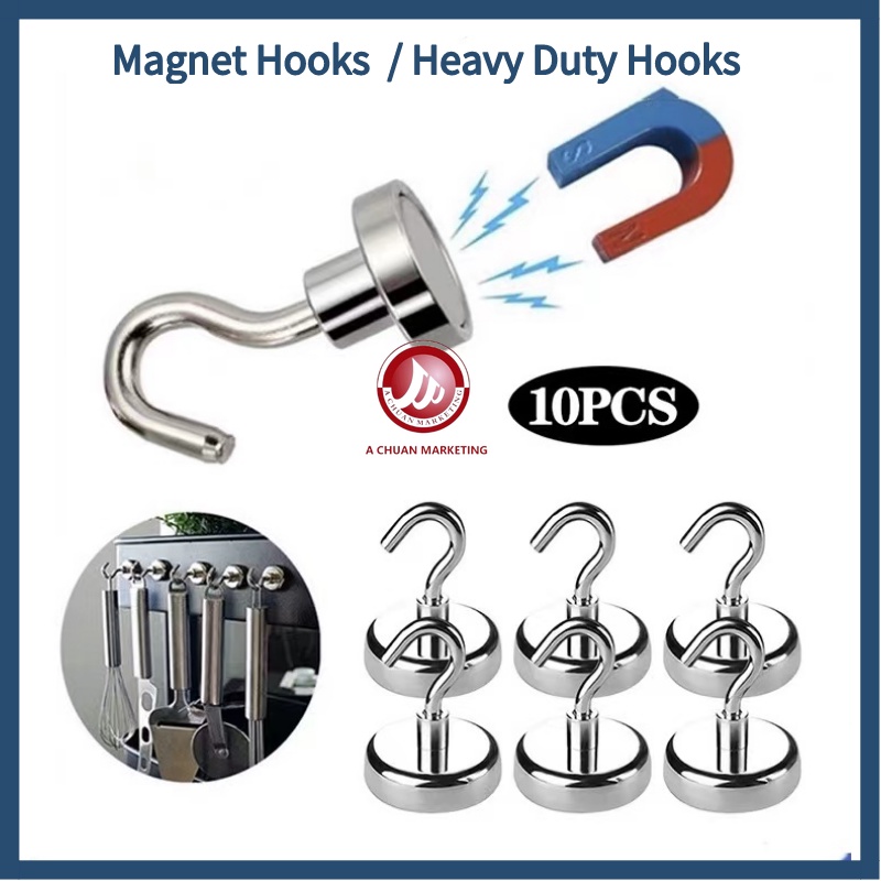 10PCS Magnet Hooks Magnetic Neodymium Heavy Duty Hooks | Shopee Philippines
