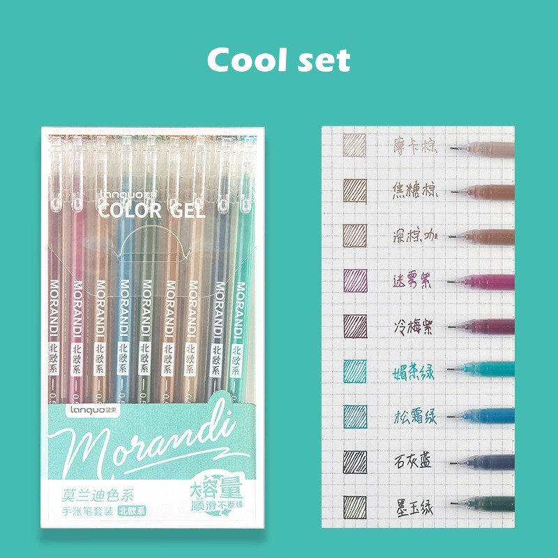 9Colors Morandi Gel Pens Set Multi Color Gel Ink Pens Vintage Marker ...