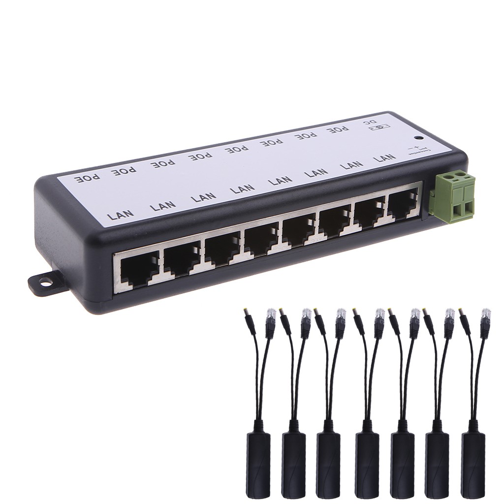 8 Port POE Injector For CCTV Surveillance IP Cameras Power Over ...