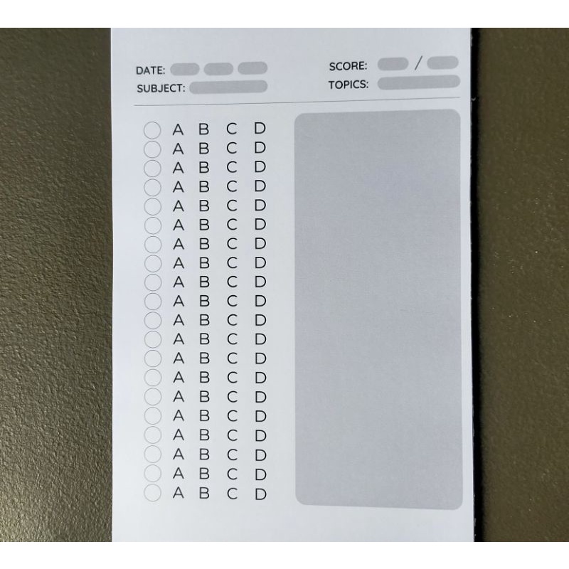 Study Answer Sheet Notepad | ABCD Multiple Choice | Review Notepad ...