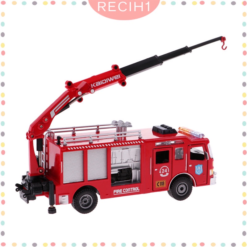 1:50 Fire Engine Truck Toy Fire Rescue Car Crane Diecast Toy Layout ...