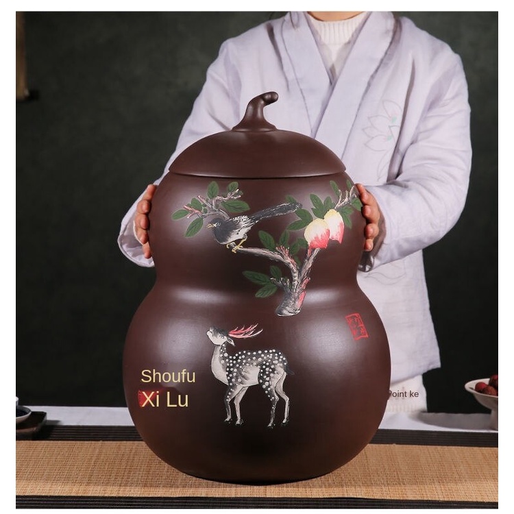 Rice Bucket-Soy Bucket Ceramic Cylinder Purple Clay With Lid Large ...