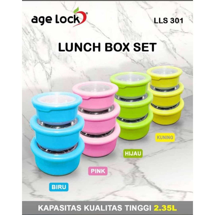 Lunch BOX SET AGE LOCK LLS 301 CAPACITY 2.35 LITER NEW OFFICIAL ...