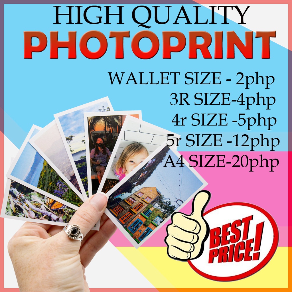PhotoPrint Wallet size - 3r size- 4r size- 5r size A4 size HIGH QUALITY | Shopee Philippines