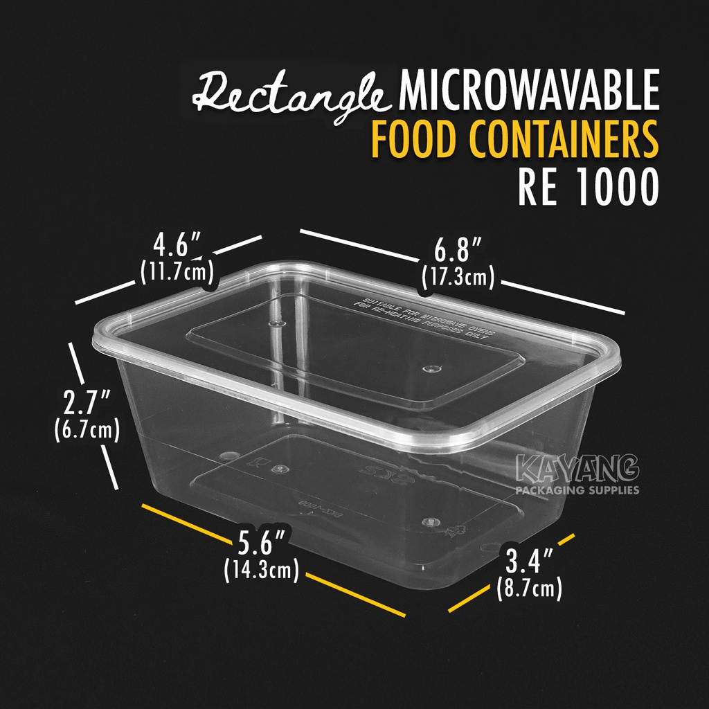 [10pcs] RE1000 Rectangle Microwavable Food Container Tub (1000ml / 1L ...