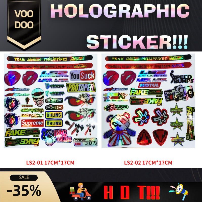 LS2 Set Helmet Stickers Hologram Stickers Holographic Helmet Stickers ...