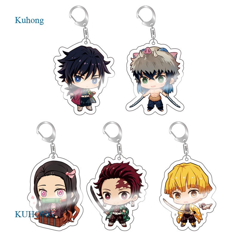 KUHONG Anime Demon Slayer PVC Keychains Cosplay Kamado Nezuko Tanjirou ...
