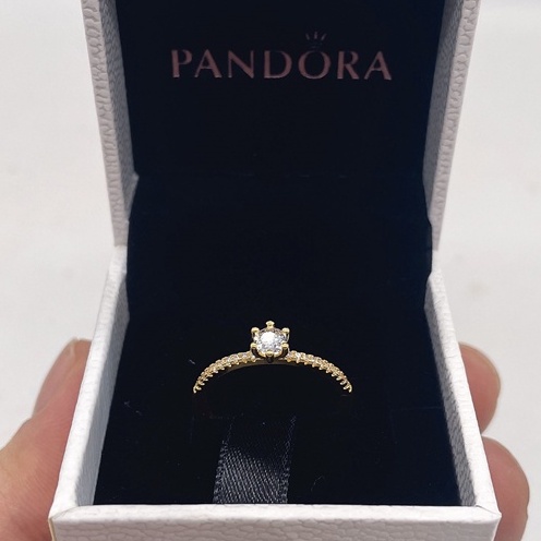 Pandora Ring Promise Ring 14k Gold Woman Wedding Engagement Ring 925 ...