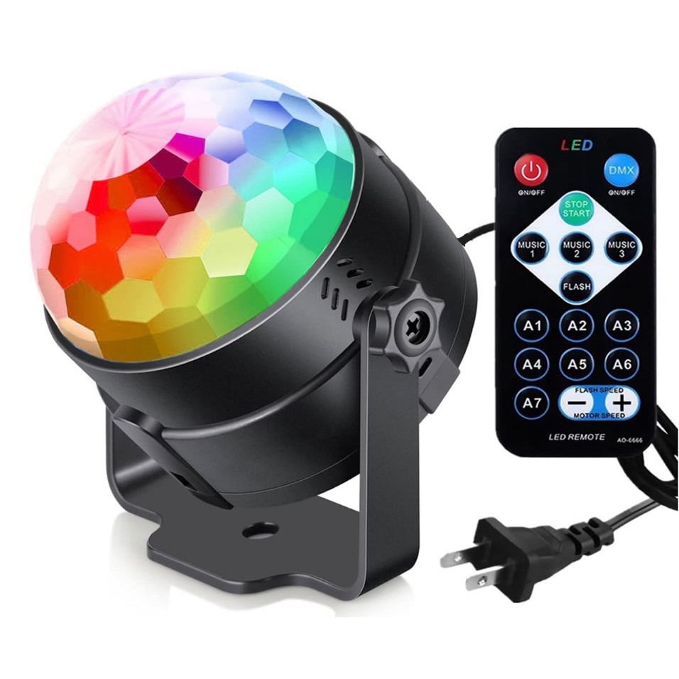 LED Sound sensor Party Lights w/ Remote Control Dj Lighting, RGB Disco ...
