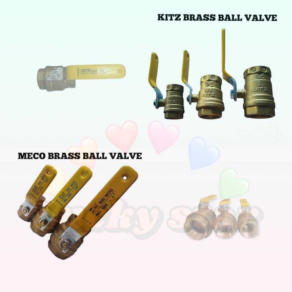 MECO & KITZ Brass Ball Valve with handle ( Size 1/2inch, 3/4inch, 1inch ...
