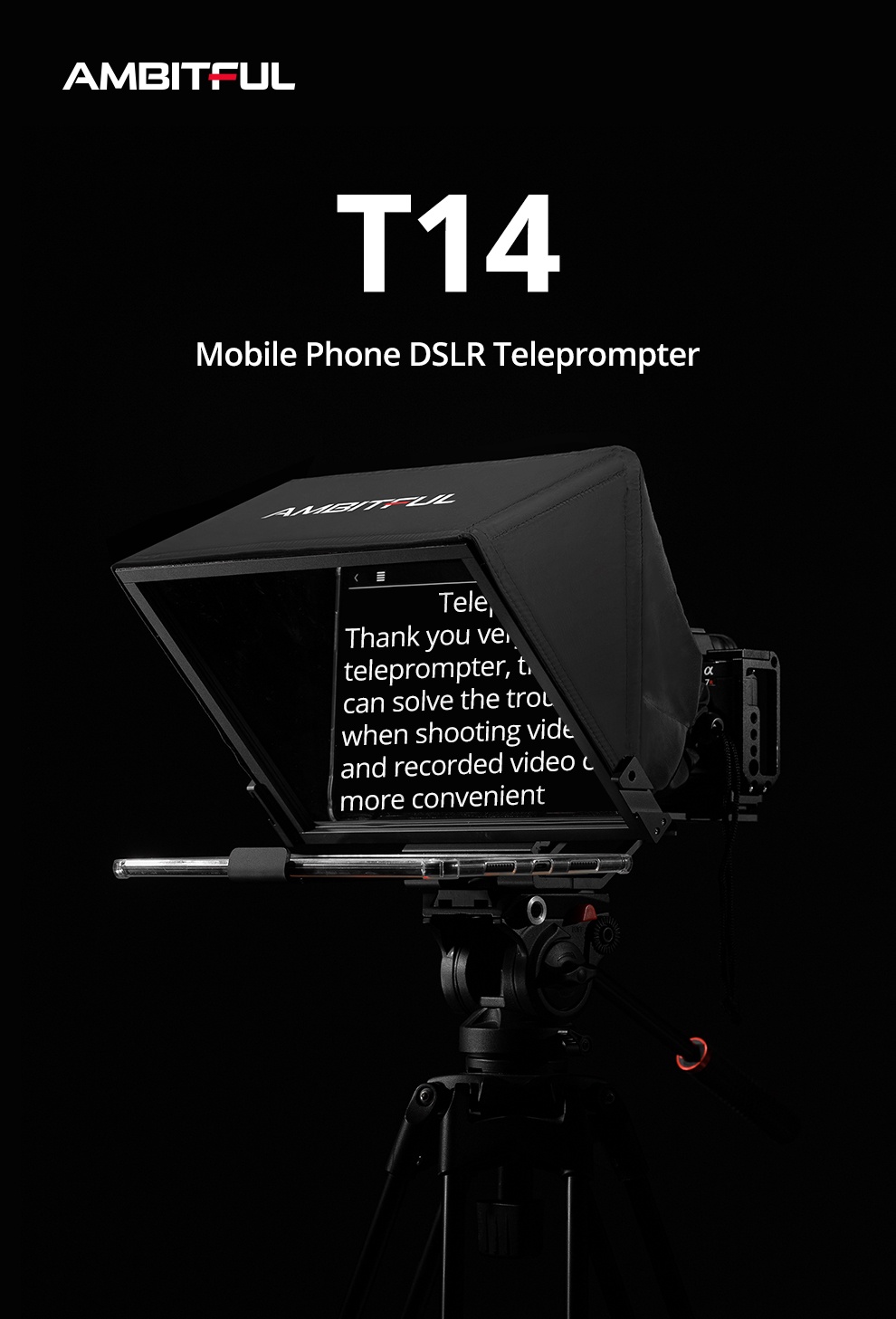 AMBITFUL T14 Big Screen Prompter Professional Interview Foldable ...