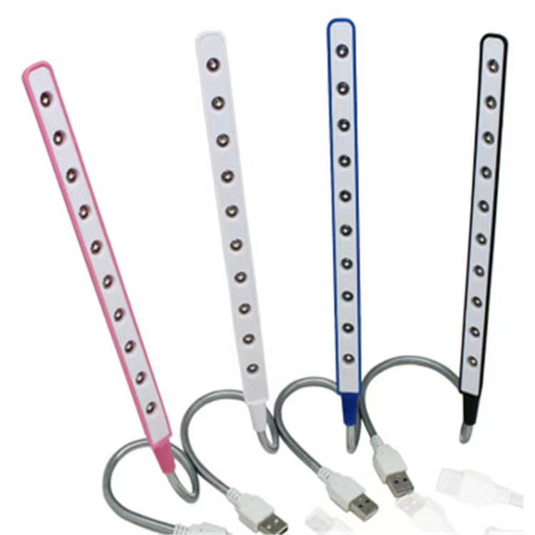 10 LED Portable USB Stick Light Bendable Cord Eye Protection Desk Lamp ...