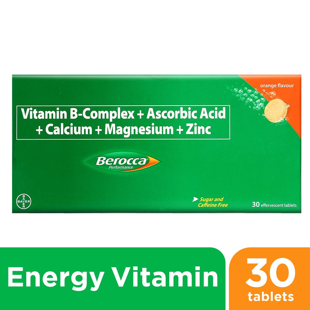 Berocca Orange Flavor (30 Effervescent Tablets) Multivitamins and ...