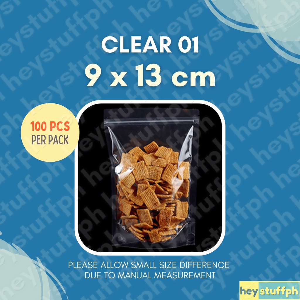 100 pcs Full Clear Stand Up Pouch with Zip Lock Resealable Bag | Shopee ...