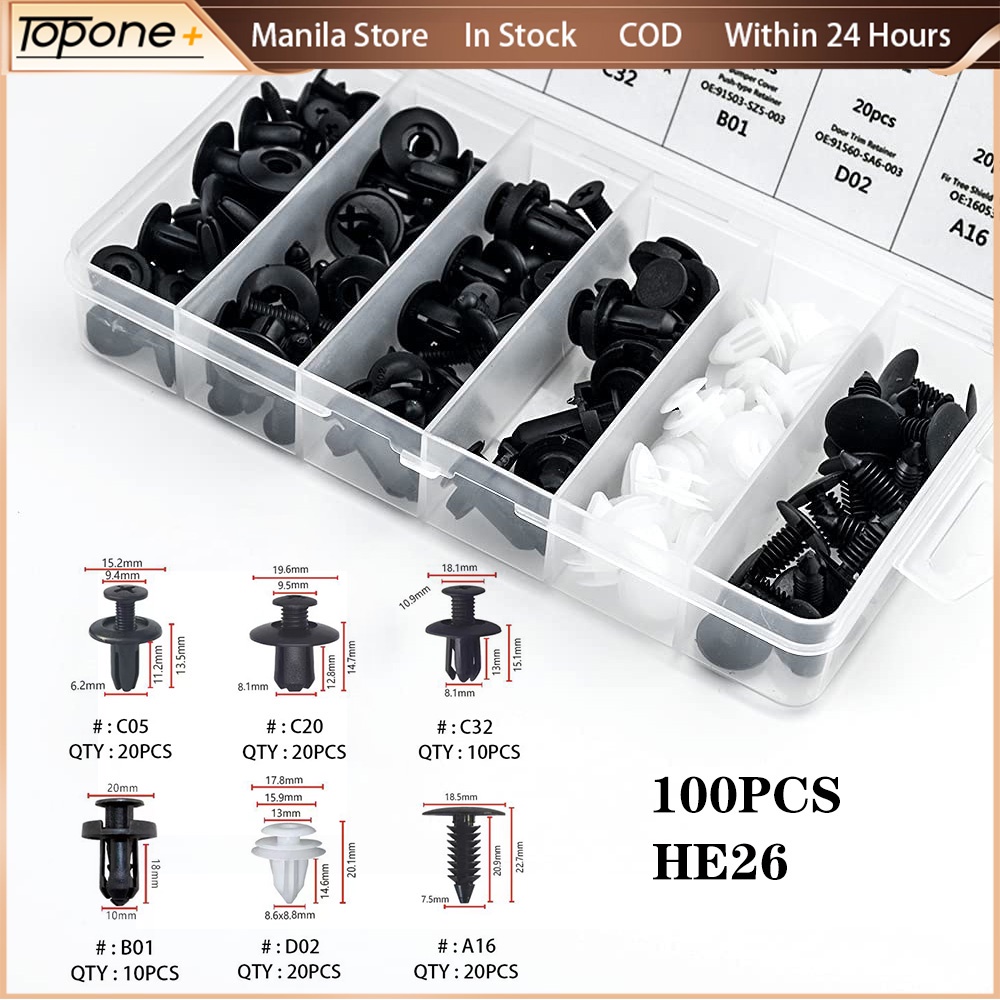 100pcs Car Fastener Clip Auto Body Retainer Push Pin Rivet Bumper Door ...