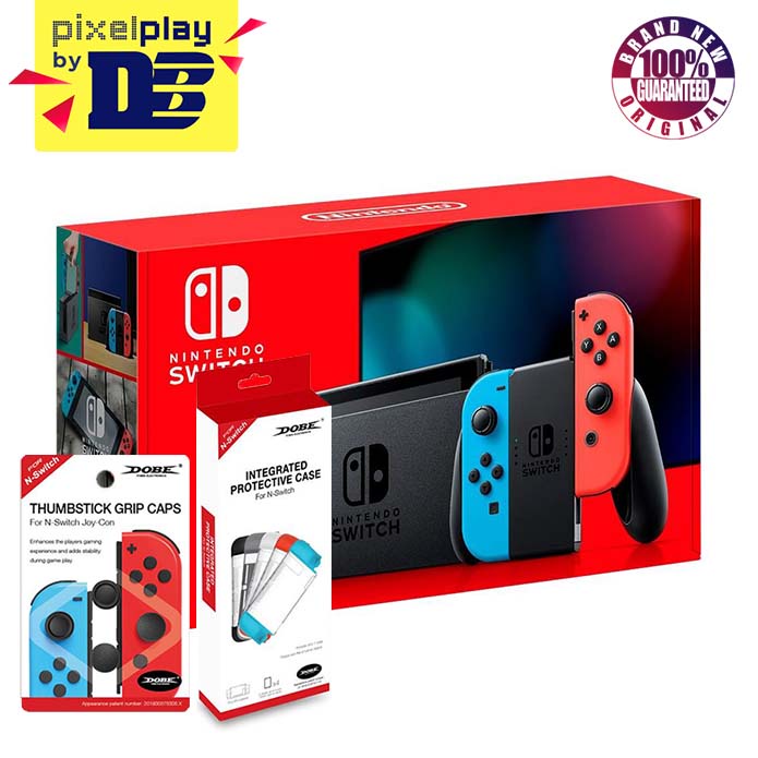 Nintendo Switch Console Neon Red Blue+Dobe Case Black Tns 1875+ Dobe ...