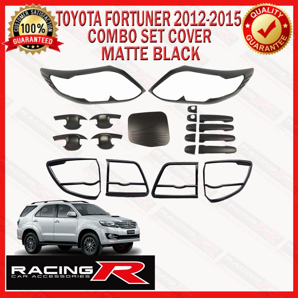 Toyota Fortuner 2012 to 2015 Combo Set Garnish Cover Matte Black ...