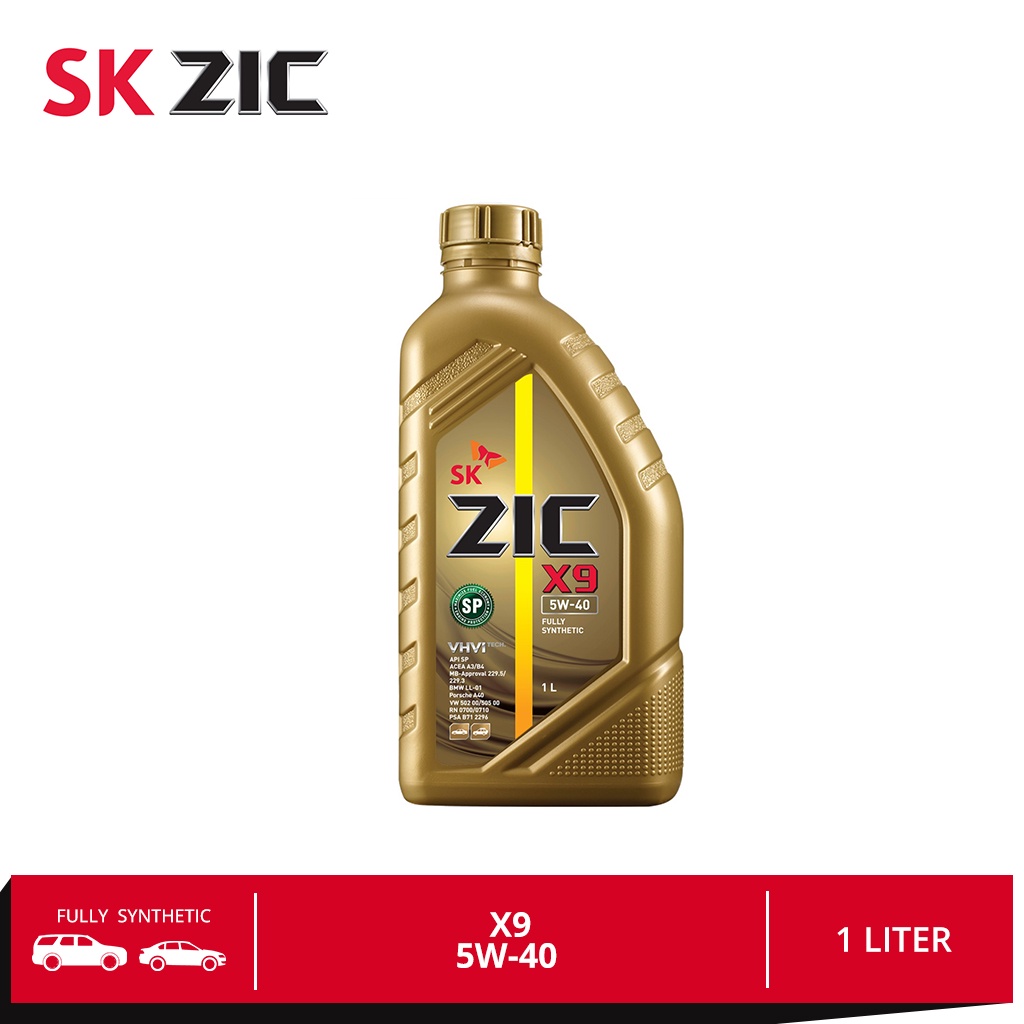ZIC X9 5W-40 1 Liter Fully Synthetic Engine Oil w/ VHVI Tech for Gasoline & Diesel Engines ...