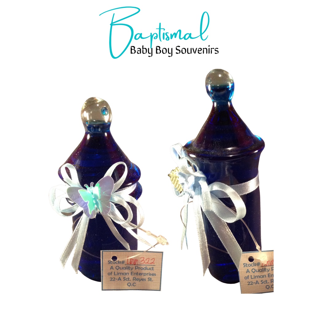 Glass Chupon Feeding Bottle Souvenir for Christening Baby Boy Blue ...