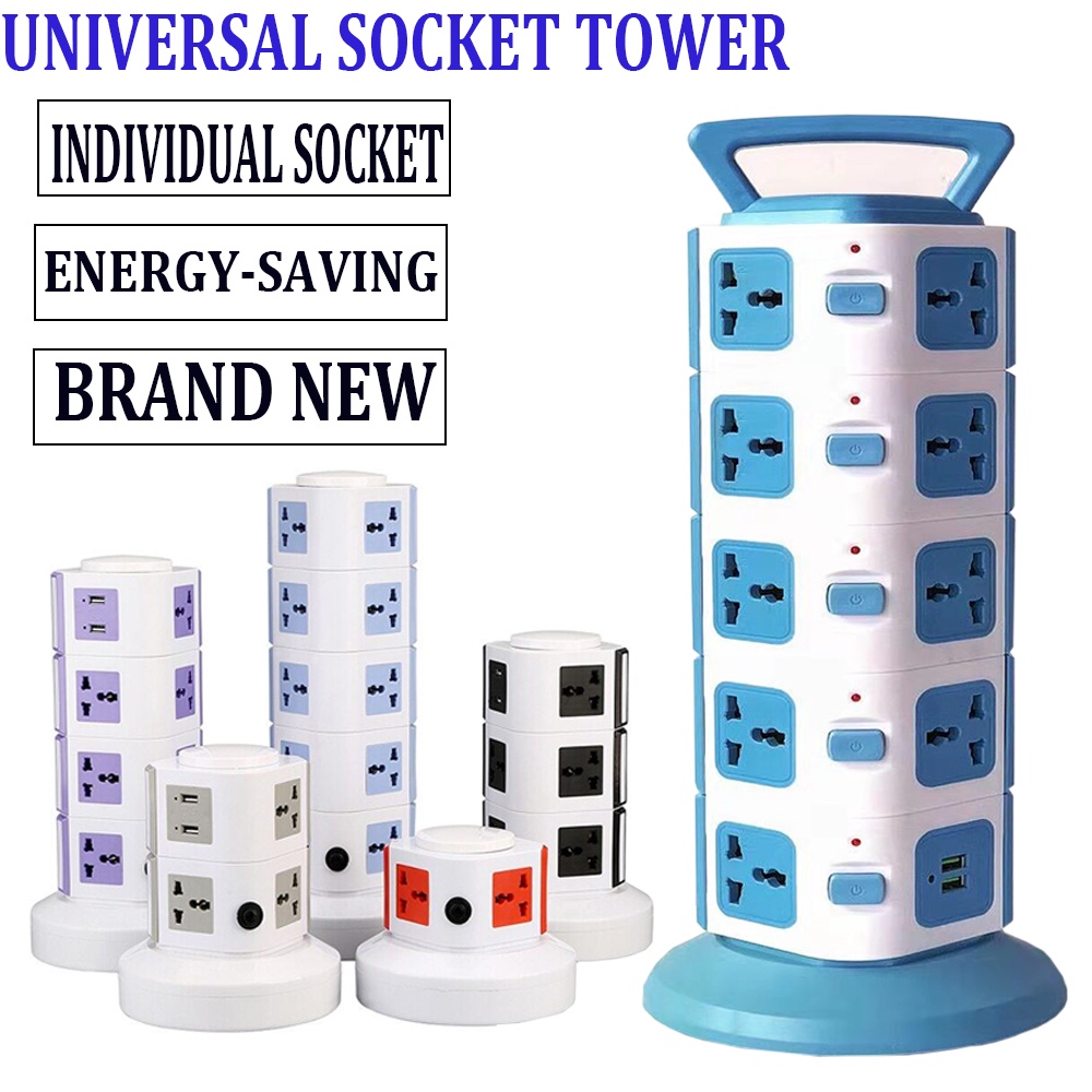 Multi Layer Outlet Plug Adaptor Power Socket Tabletop Vertical Tower ...