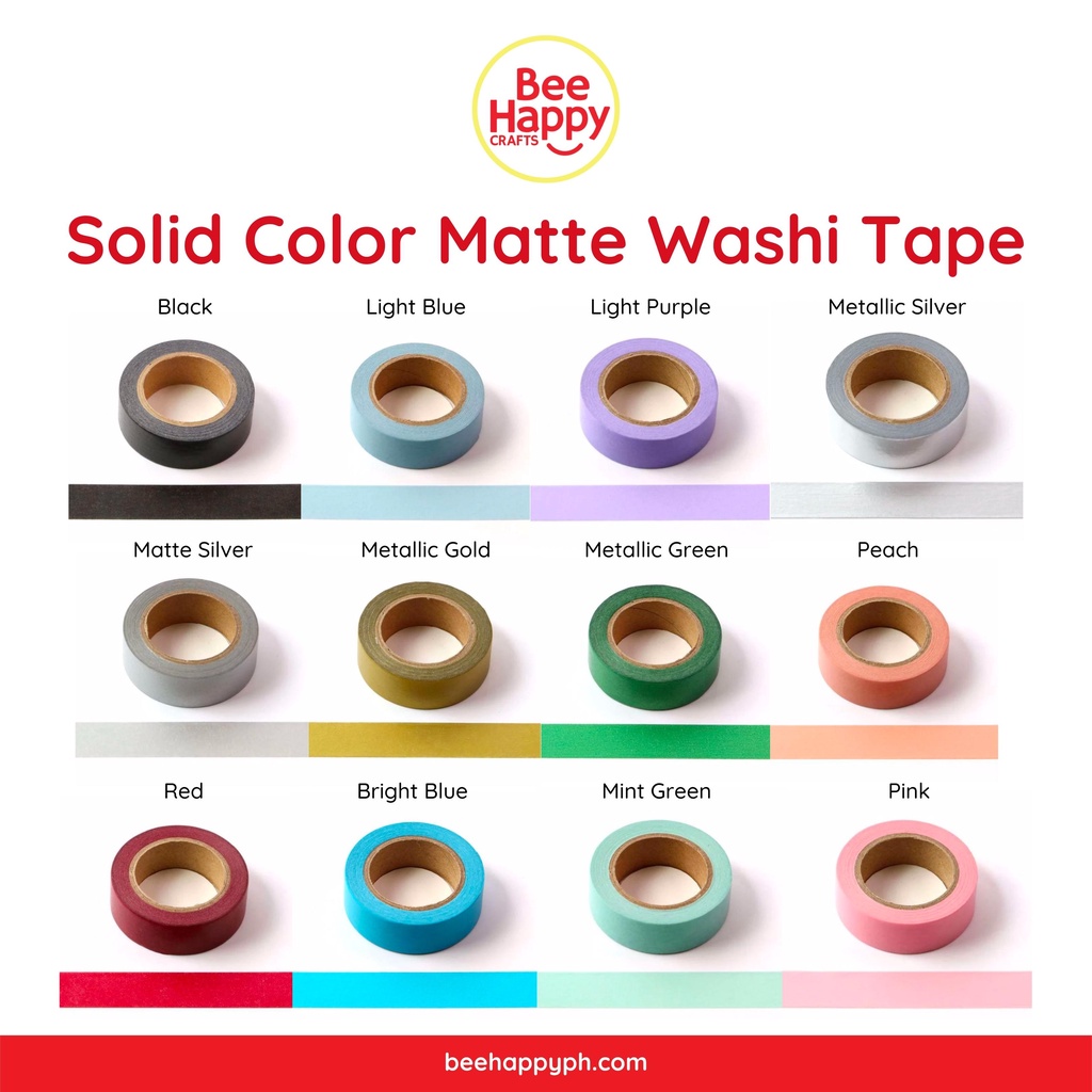 Solid Color Matte Washi Tape 15mm x 10m | Shopee Philippines