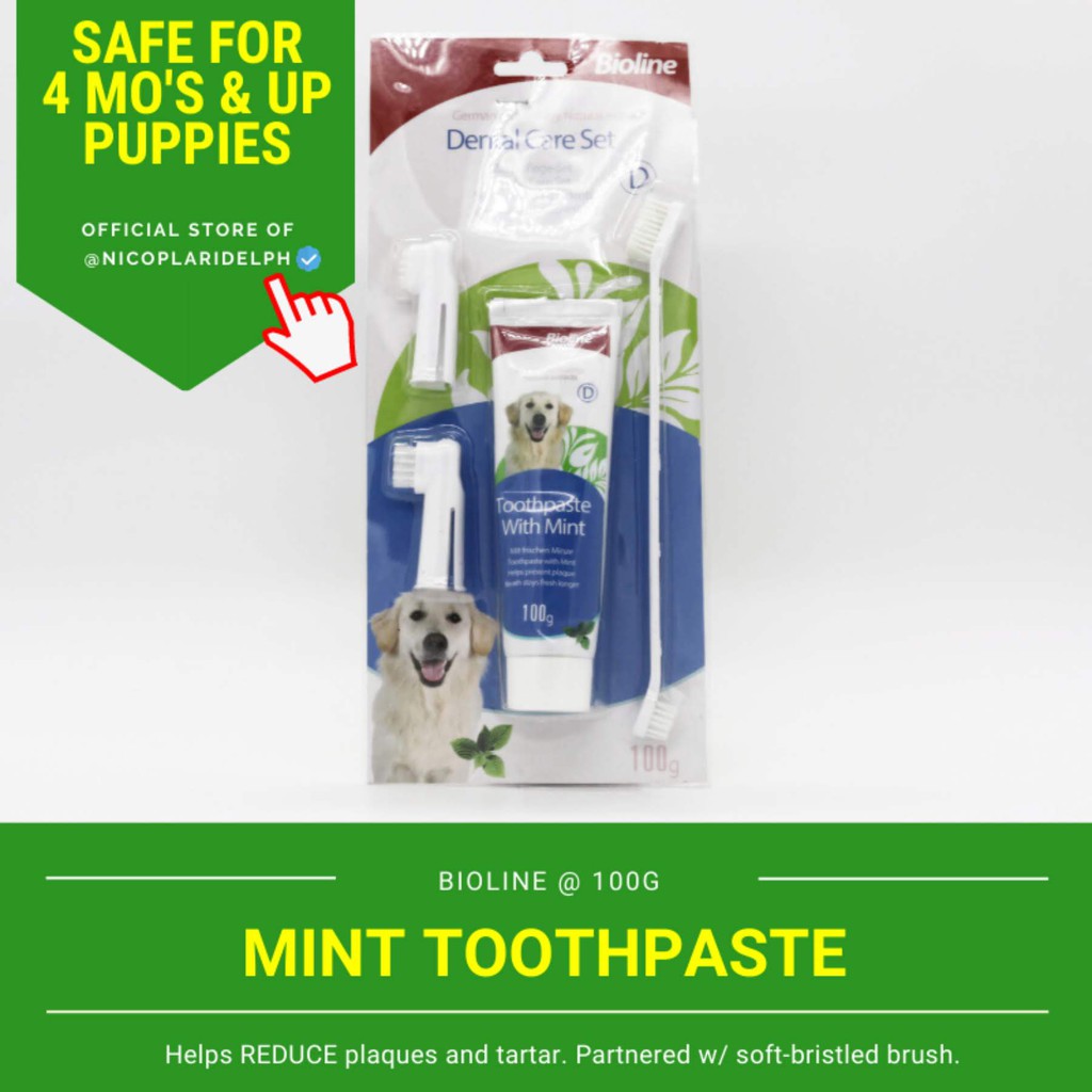 Bioline Mint Flavored Complete Dental Set for Dogs - Toothbrush ...