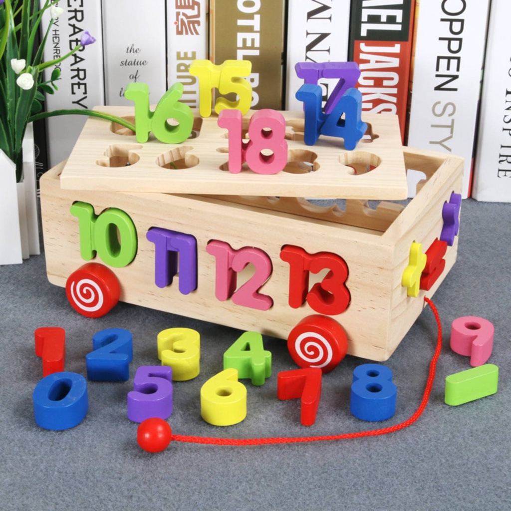 TFL Wooden Number Sorter Pulling Toy Car Matching Sorting Puzzle for ...