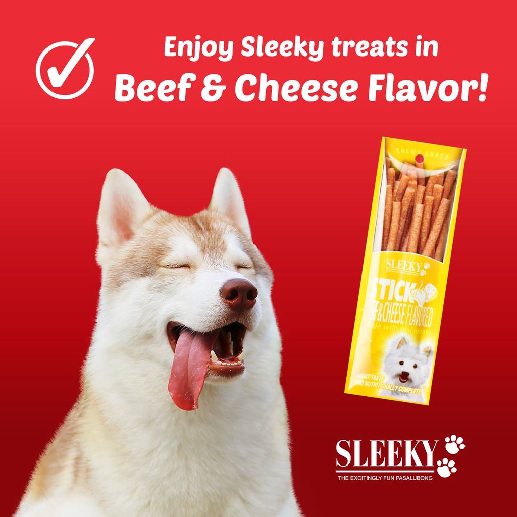 Sleeky Chewy Snack Stick 50g - Beef & Cheese Flavor - Dog Treats ...