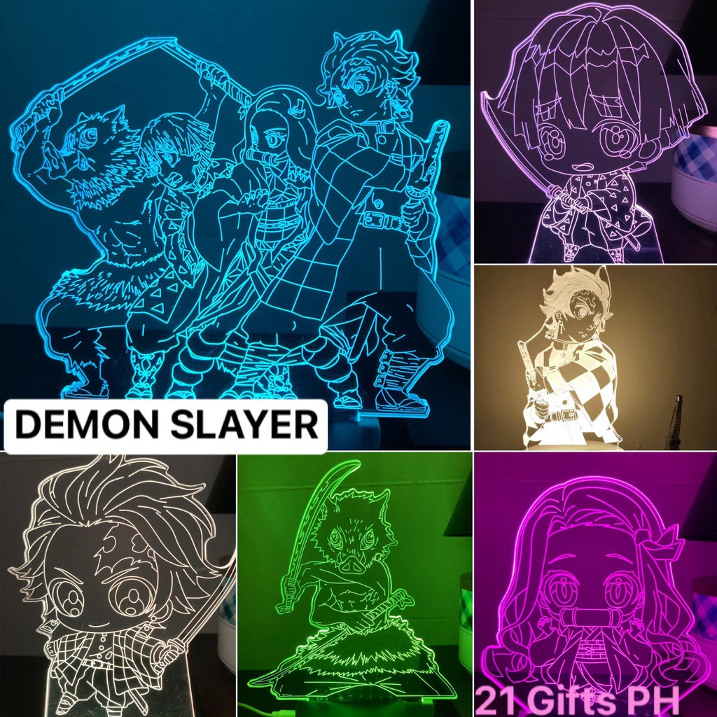 Demon Slayer LED Acrylic Lamp Tanjiro Nezuko Hashibira Zenitsu Anime ...