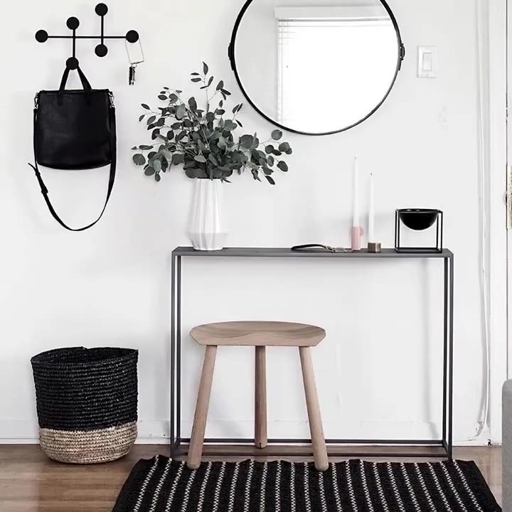 Iron Console Table Long Display Table White/Black Table Porch Decor ...