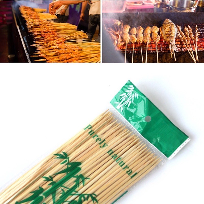 Bamboo Skewers (Round) BBQ Stick 100pcs/pack | Shopee Philippines