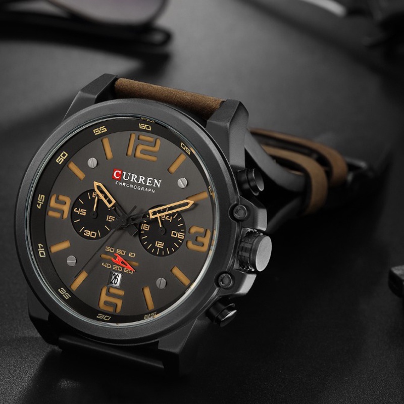 Curren Top Luxury Brand Military Leather Men's Waterproof Sports Quartz ...