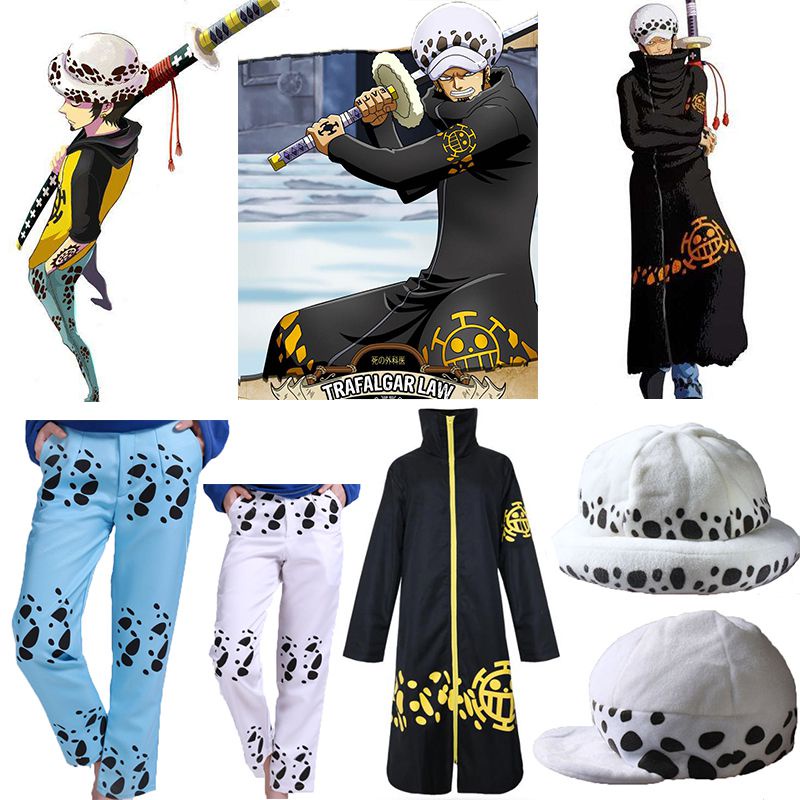 Anime ONE PIECE Trafalgar Law Cosplay Costumes Cloak Pants Hat ...