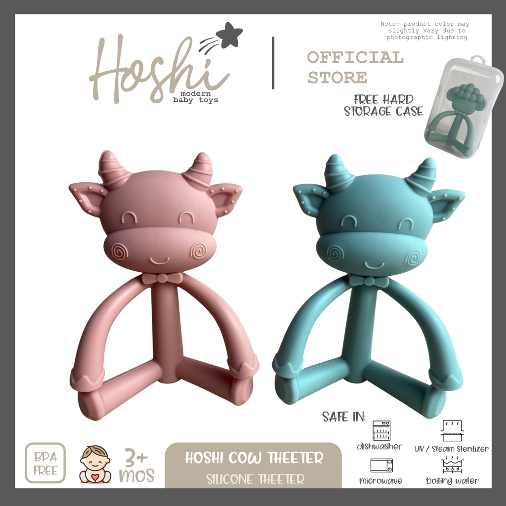 Hoshi "Cow Teether" Teething Toy, Premium 100% Food Grade Silicone, BPA ...