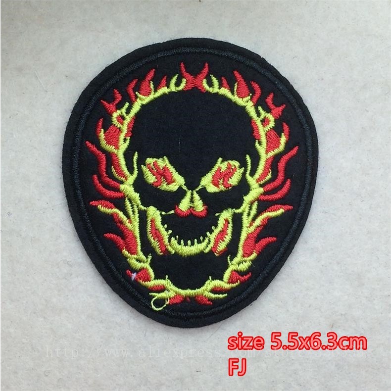 Death God Sickle Skull Vertical Middle Finger Wings Series Embroidered ...