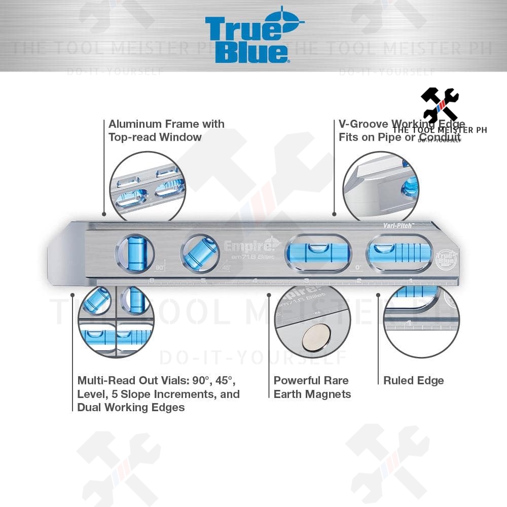 Empire EM71.8 8 in. True Blue Magnetic Billet Torpedo Level vials Made ...