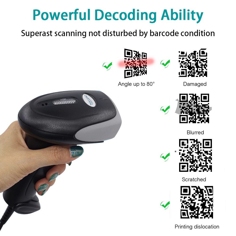 TEKLEAD1D&2D barcode scanner includes wired/wireless&2.4G/Bluetooth ...