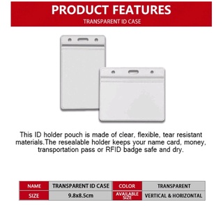 (100PCS)Transparent Plastic ID Holder with Zip Lock Vertical ...