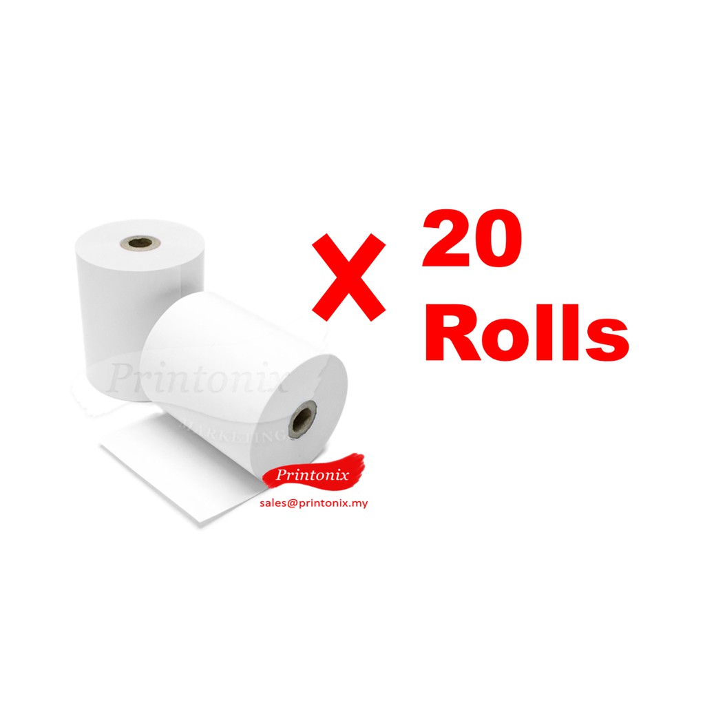 High White Paper Roll 76mm x 60mm x 12mm Adding Roll / Cash Register ...