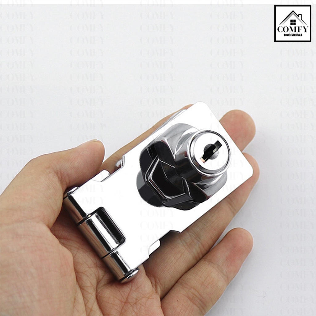 Stainless Steel Self Locking Hasp Latch Cabinet Drawer Door Safety Lock ...
